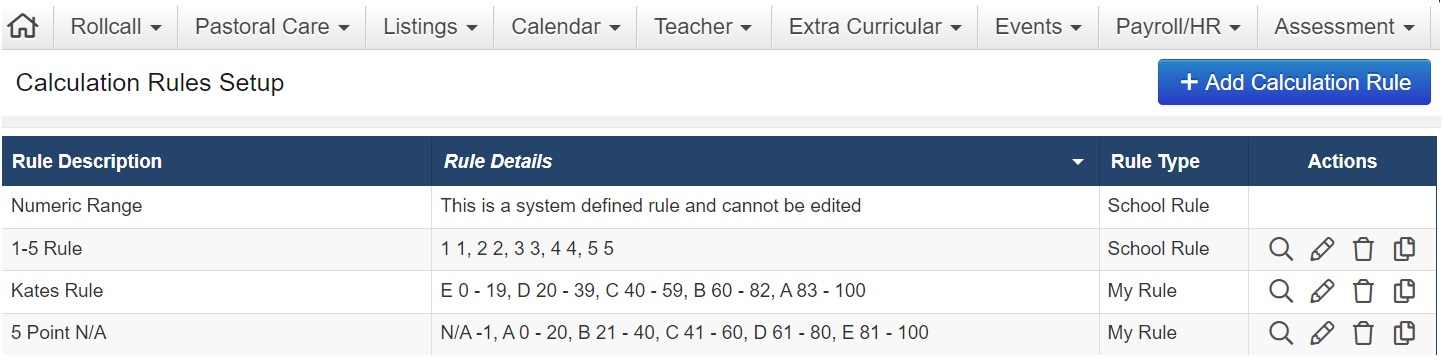 Calculation Rules